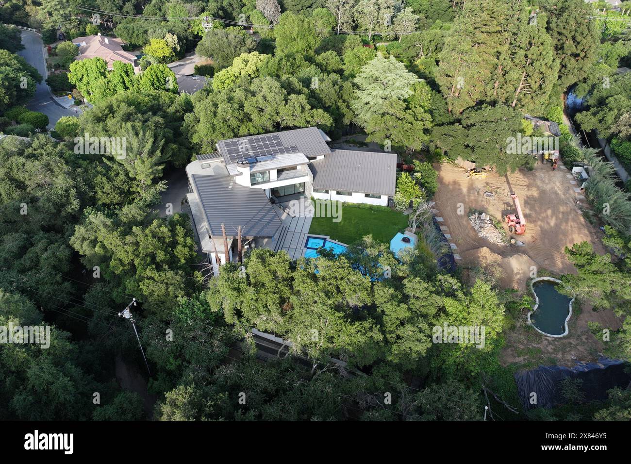 An aerial view of mansion house purchased by Los Angeles Dodgers player ...