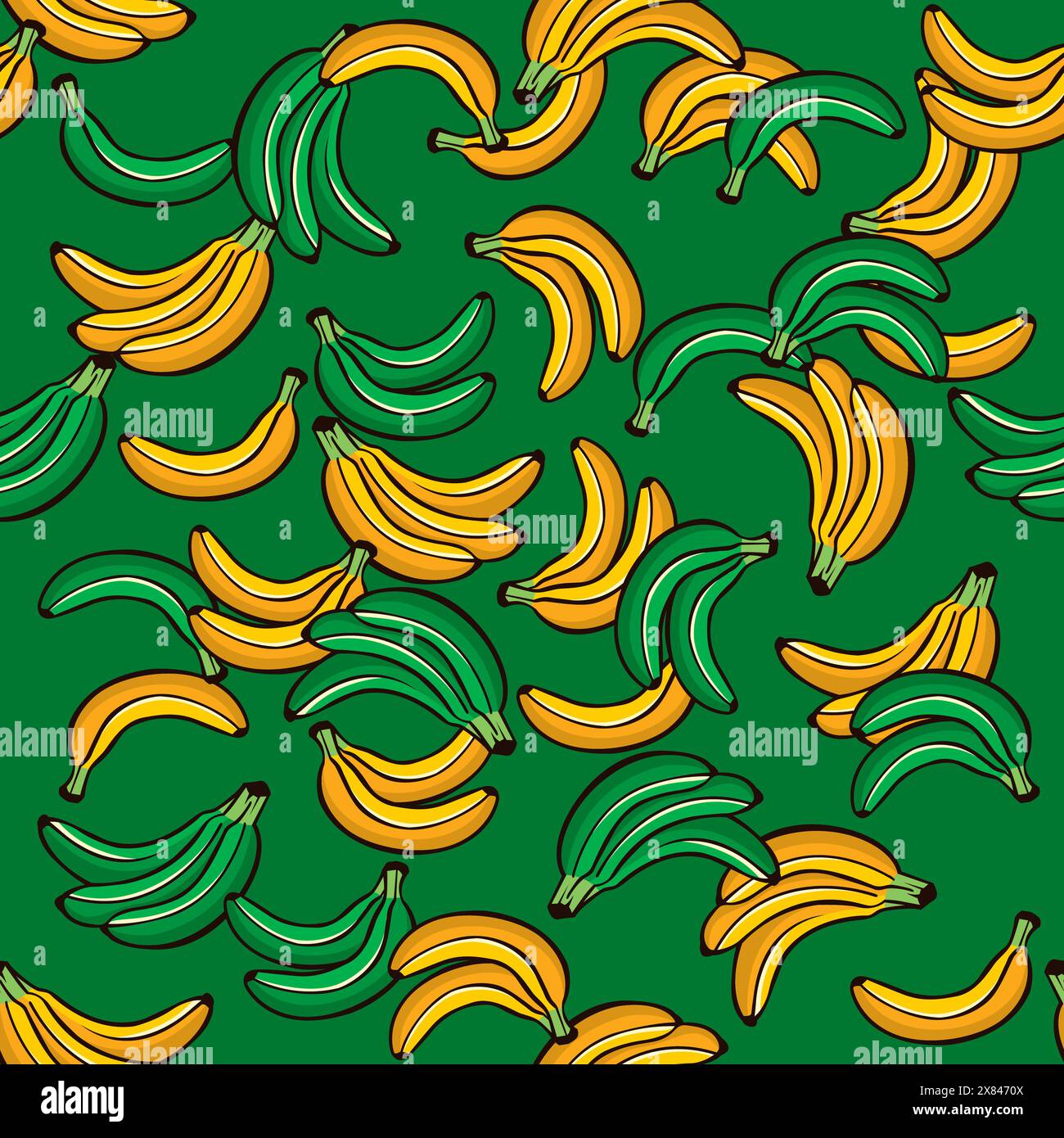 Hand drawing banana. Seamless vector pattern in sketch style Stock ...