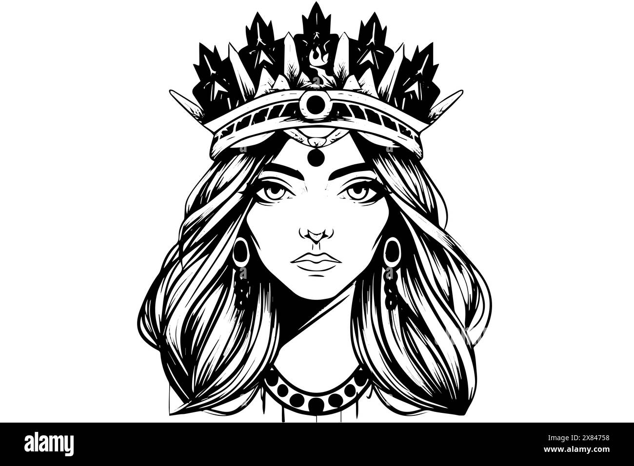 Vintage Vector Portrait: Engraved Queen in Wonderland's vintage ...