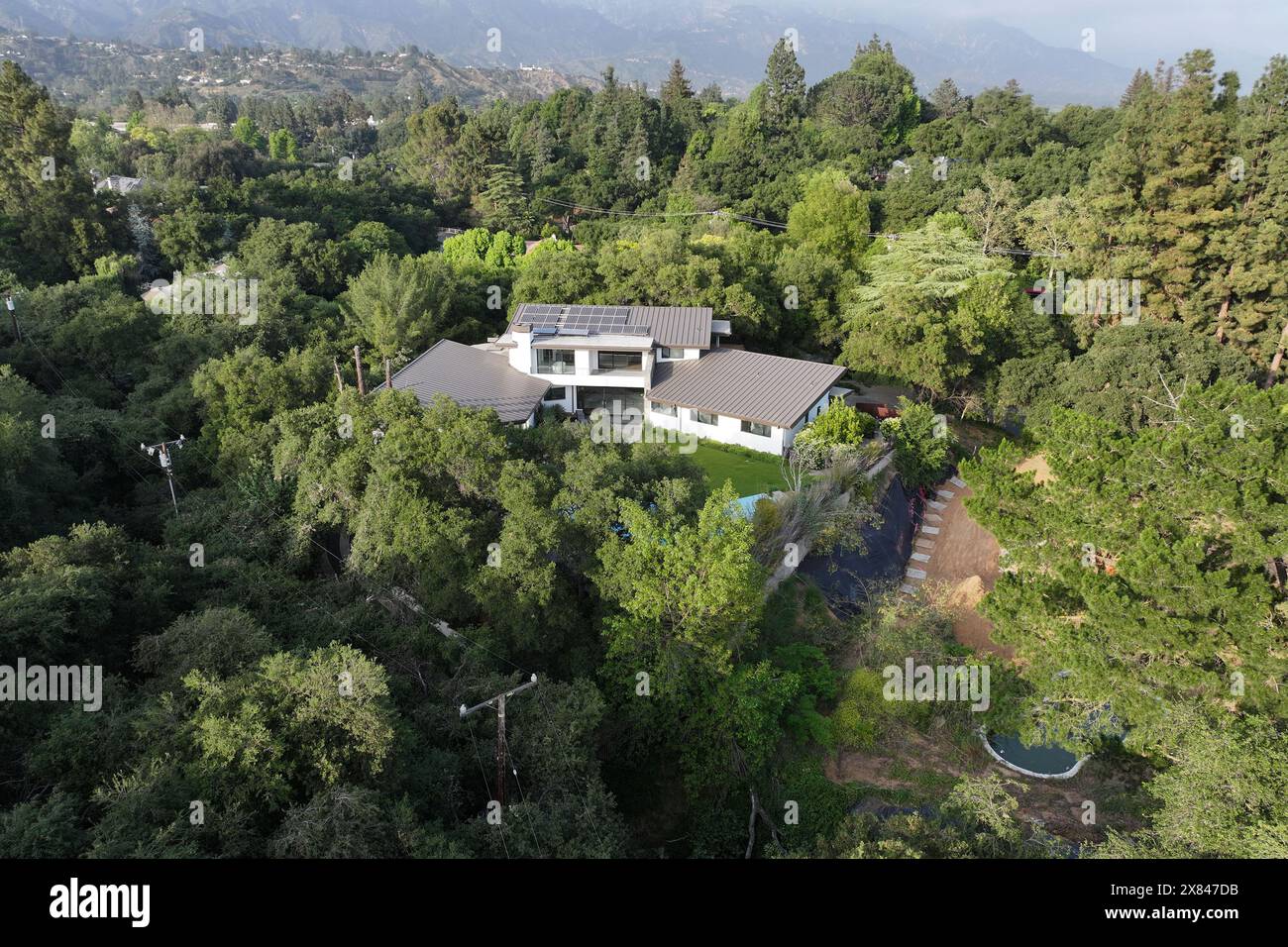 An aerial view of mansion house purchased by Los Angeles Dodgers player ...