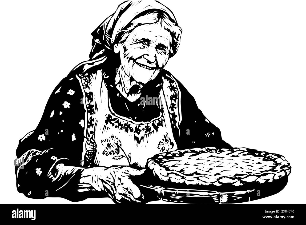 Cartoon old lady Black and White Stock Photos & Images - Alamy