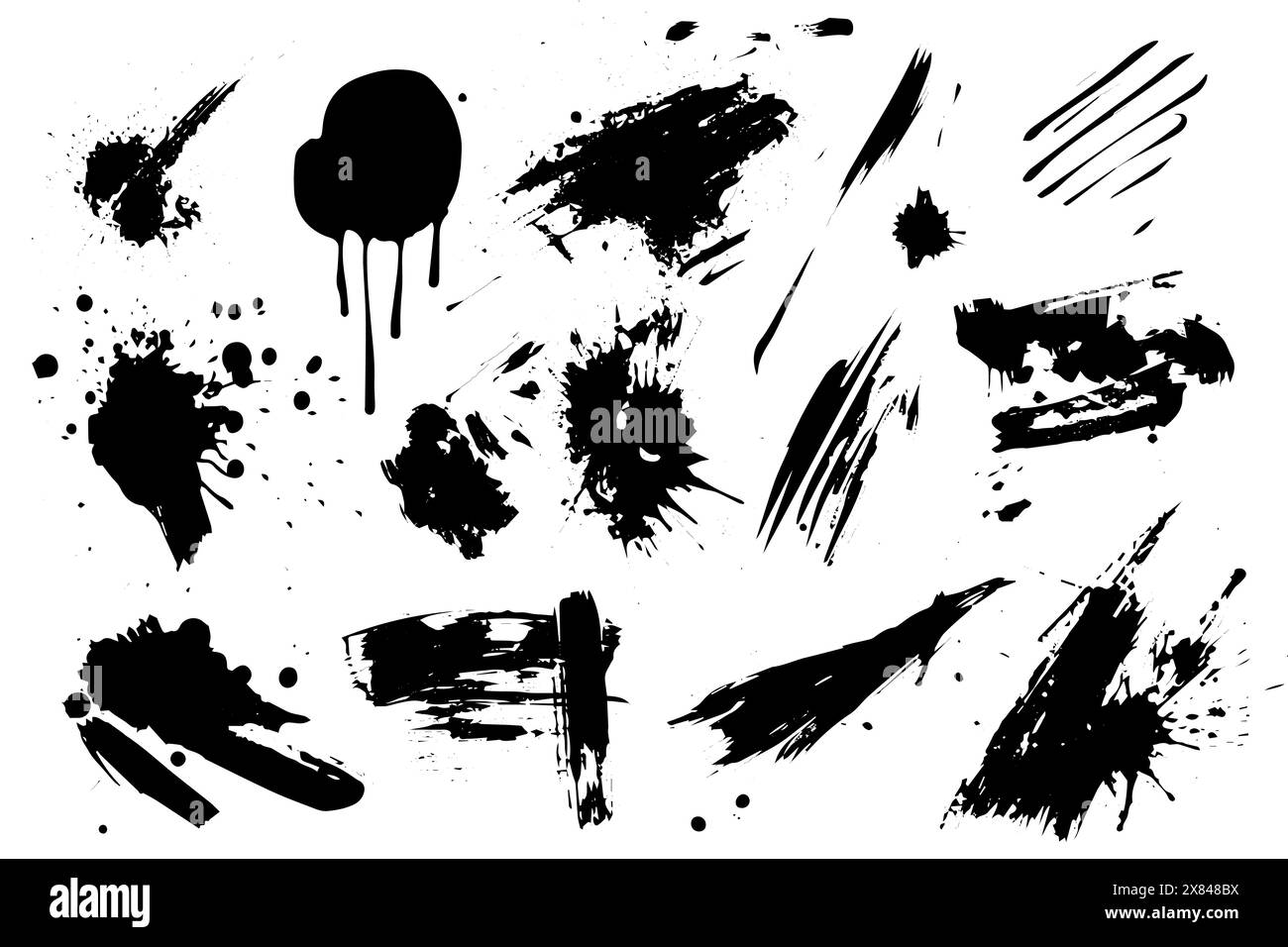 Handcrafted Elements Collection: Ink Splatter Sketch Styles and ...