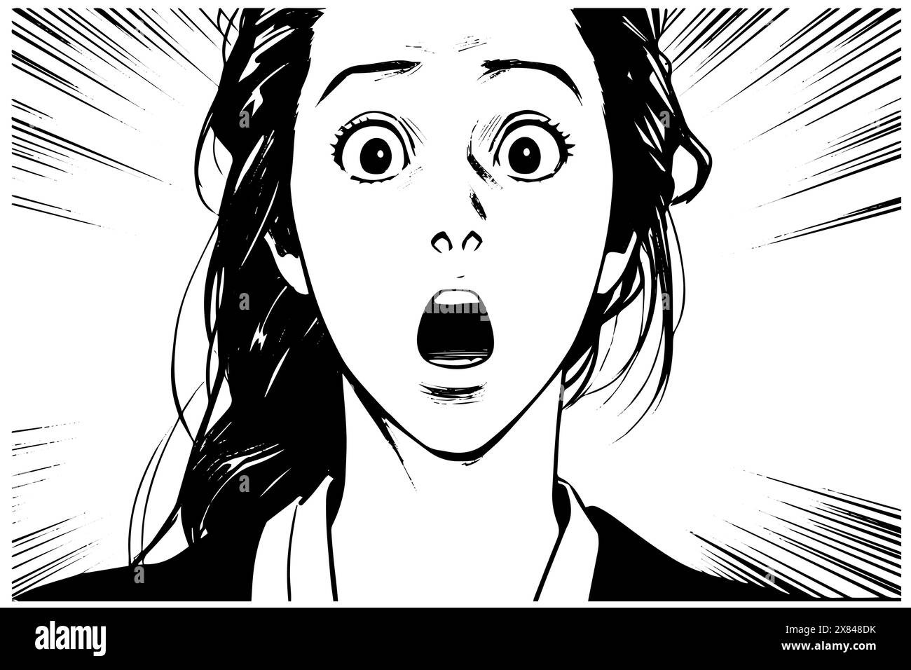 Scared emotional girl sketch in manga style. Hand drawn vector illustration Stock Vector Image ...