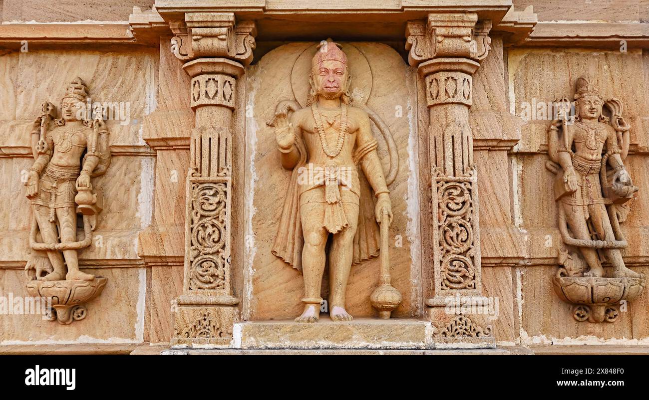 Carving Sculpture of Lord Hanumana With Gada, Mangalay Temples, Ratlam ...