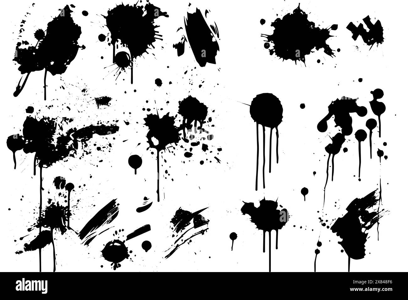 Abstract Ink Splatter Vector Set: Grungy Black and White Texture Stock ...