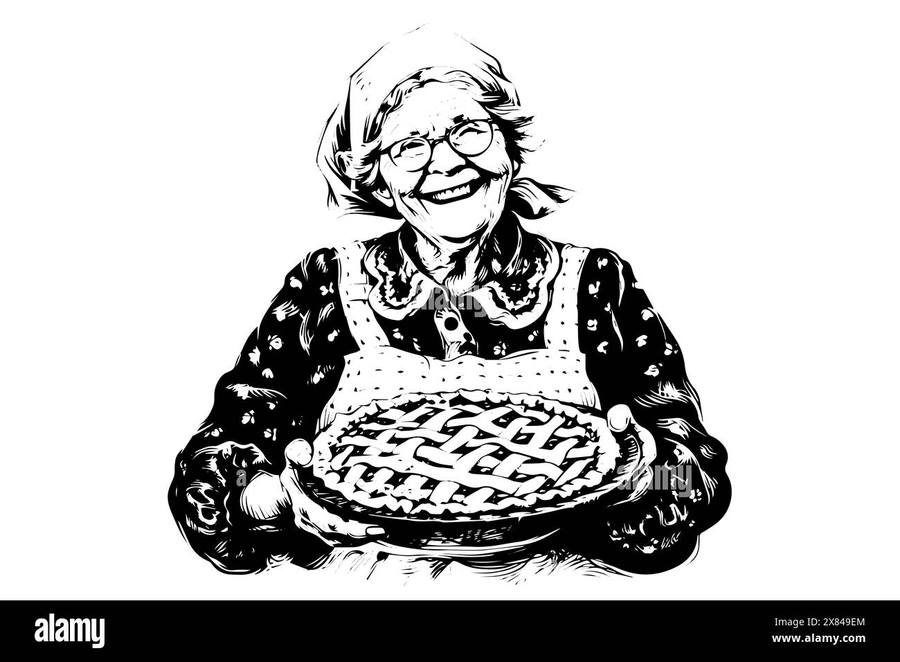 Female chef holding pie Black and White Stock Photos & Images - Alamy