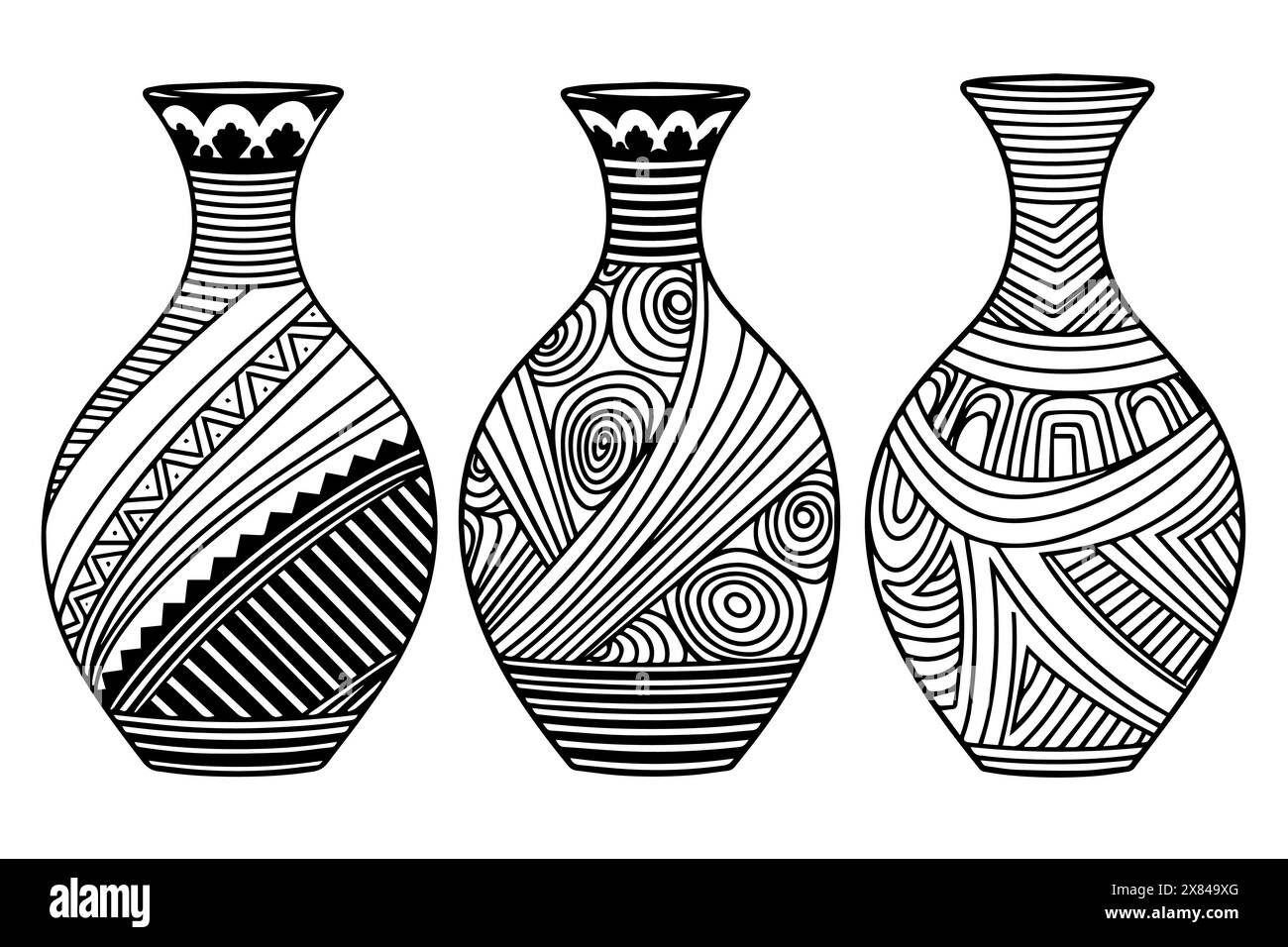 Set of ancient vase hand drawn ink sketch. Engraved style vector ...