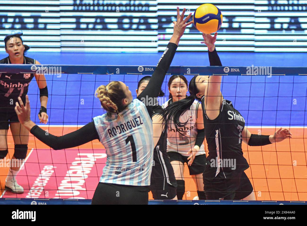 Jiwon Kim (South Korea) against Argentina. Women's Volleyball Stock ...