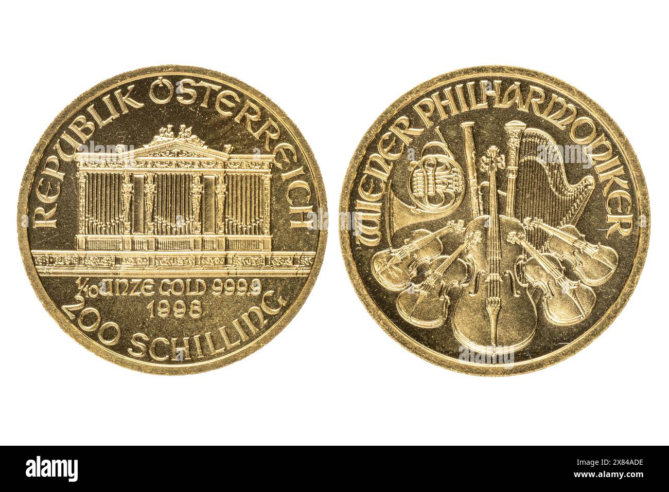 Austrian gold coin from 1998 worth 200 schillings, Vienna Philharmonic ...