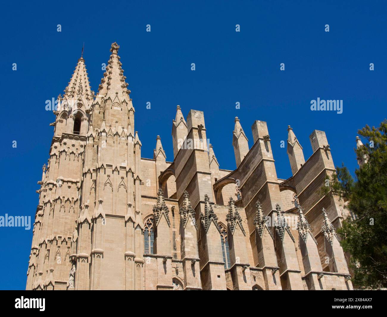 Detail of a gothic cathedral with clear architectural structures and ...