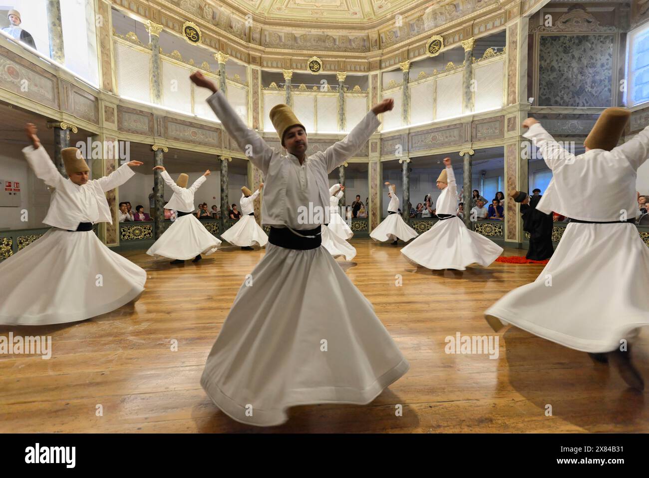 Dancing dervishes, dervish dance Sema, Mevlevihanesi Muezesi at Istiklal Caddesi, Istanbul ...