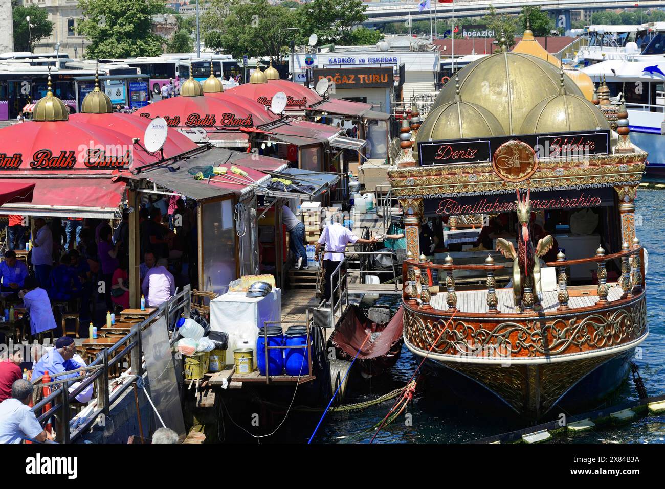 Istanbul, Istanbul Province, Turkey, Asia, Busy market with colourful ...