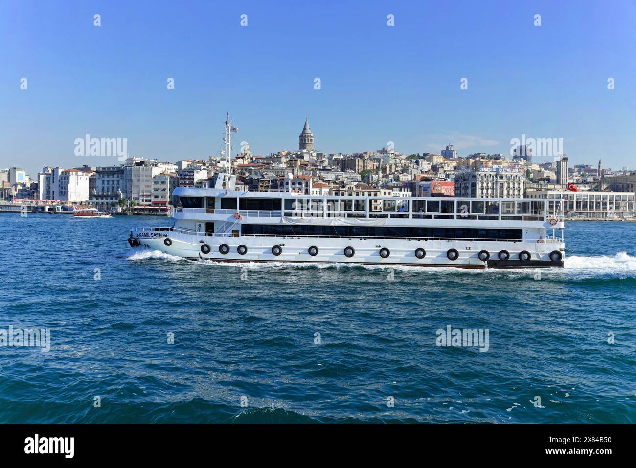 Istanbul, Istanbul Province, Turkey, Asia, Boat sailing on the water ...
