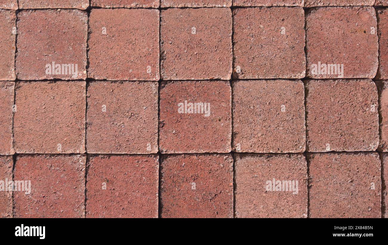 cobbles background of red square stone floor texture Stock Photo - Alamy