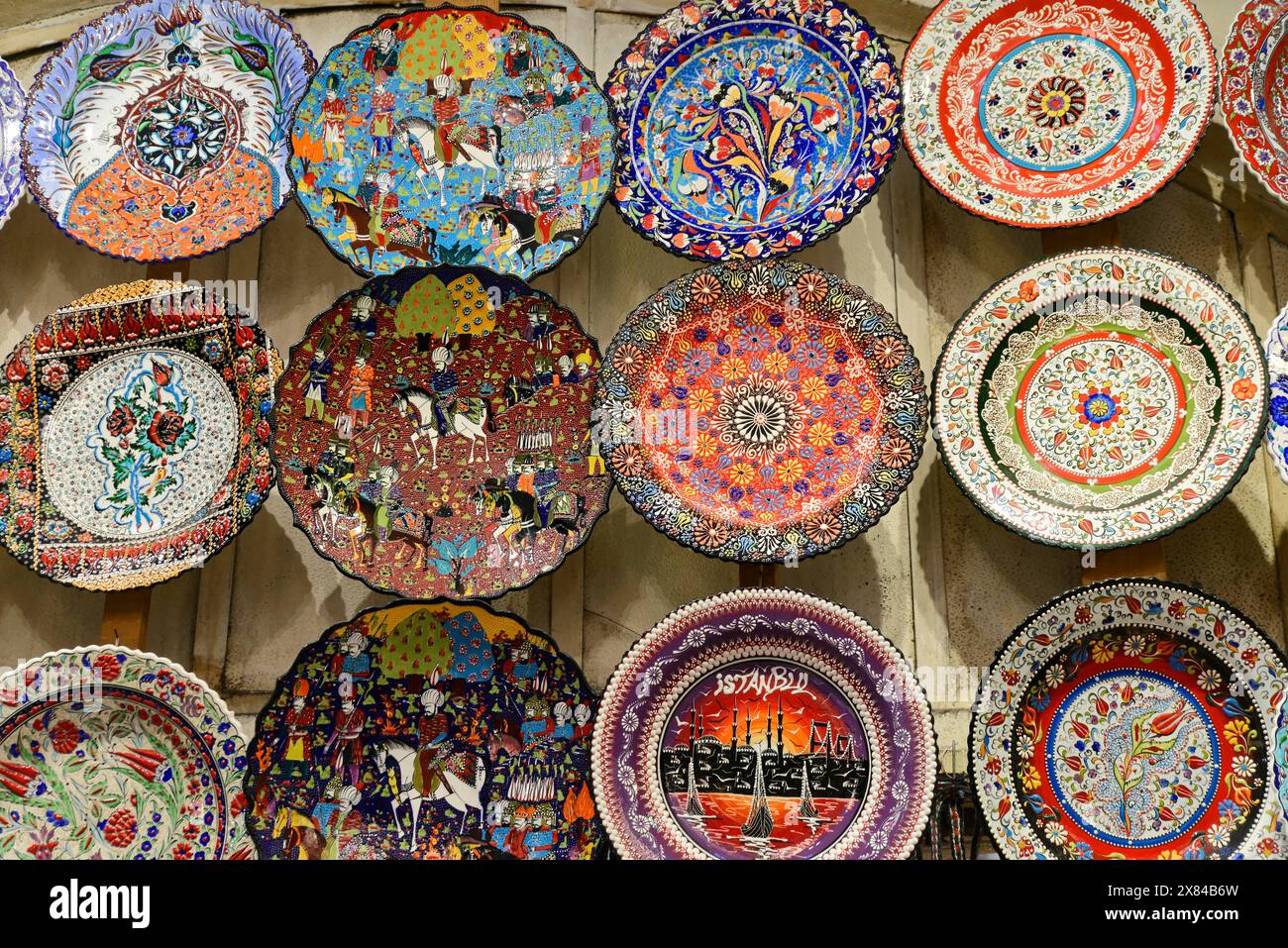 Istanbul, Istanbul province, Turkey, Asia, Colourful ceramic plates ...