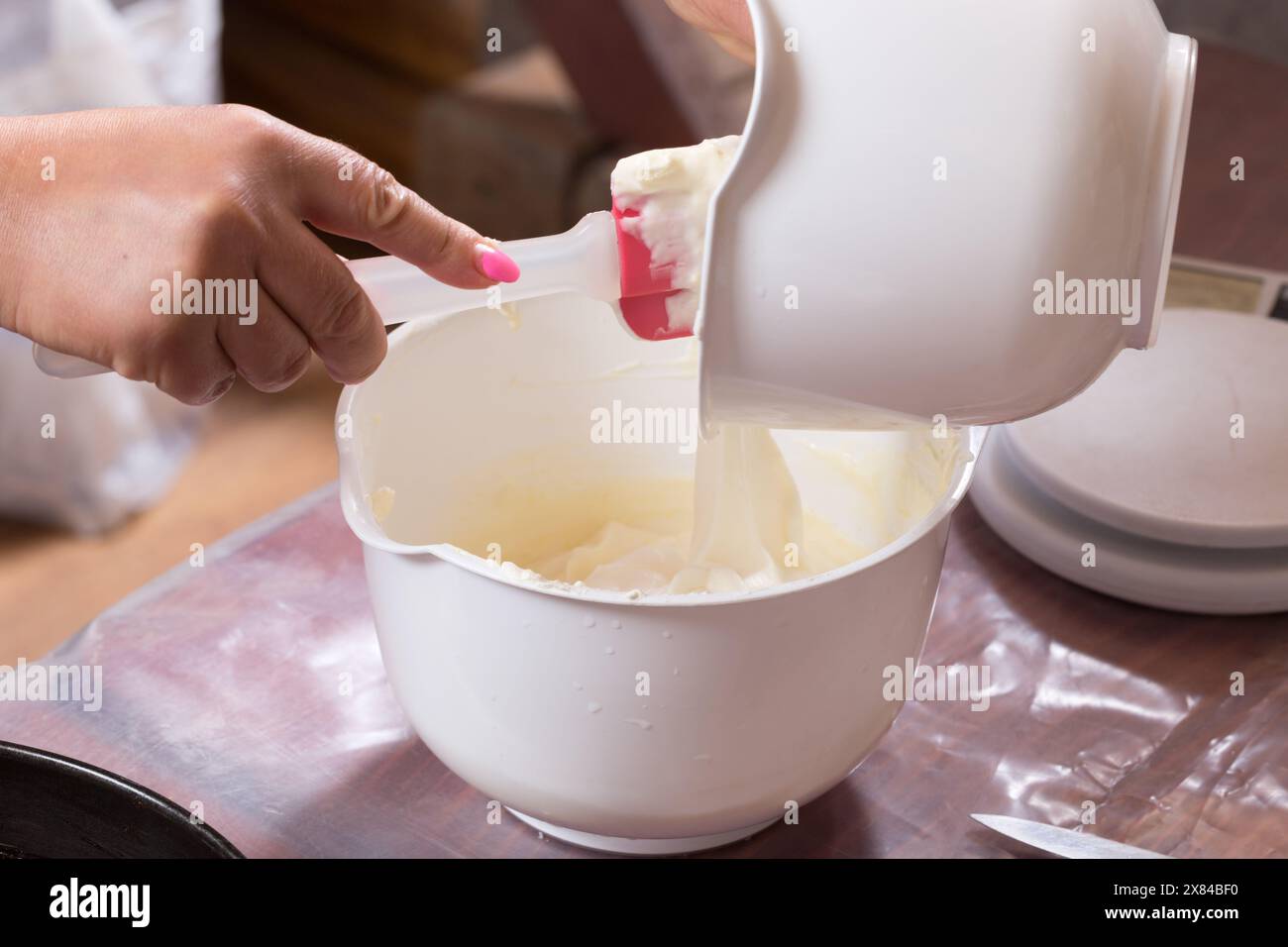 Closeup preparation process whipping cream hi-res stock photography and ...