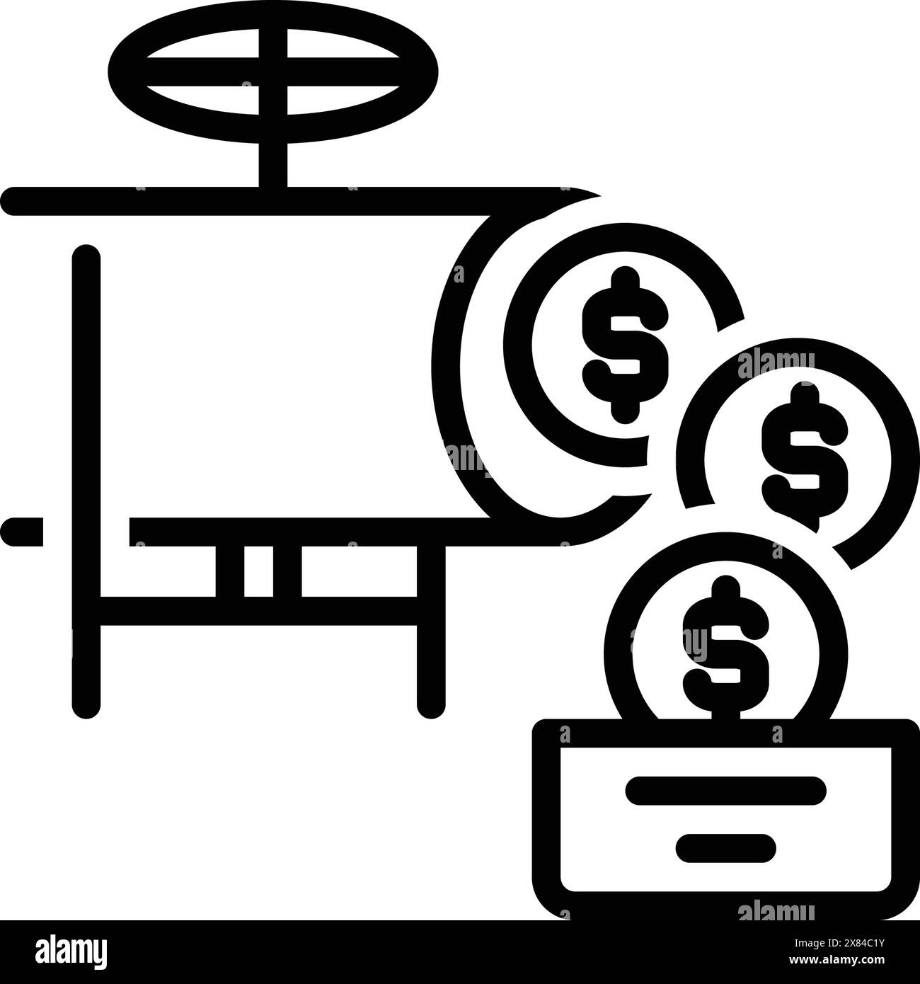 Illustration money flow icon Black and White Stock Photos & Images - Alamy