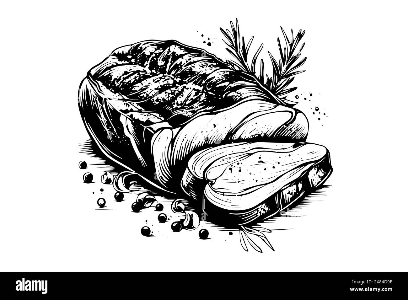 Vintage Meat Cuts: Vector Engraved Illustration for Butchery and ...