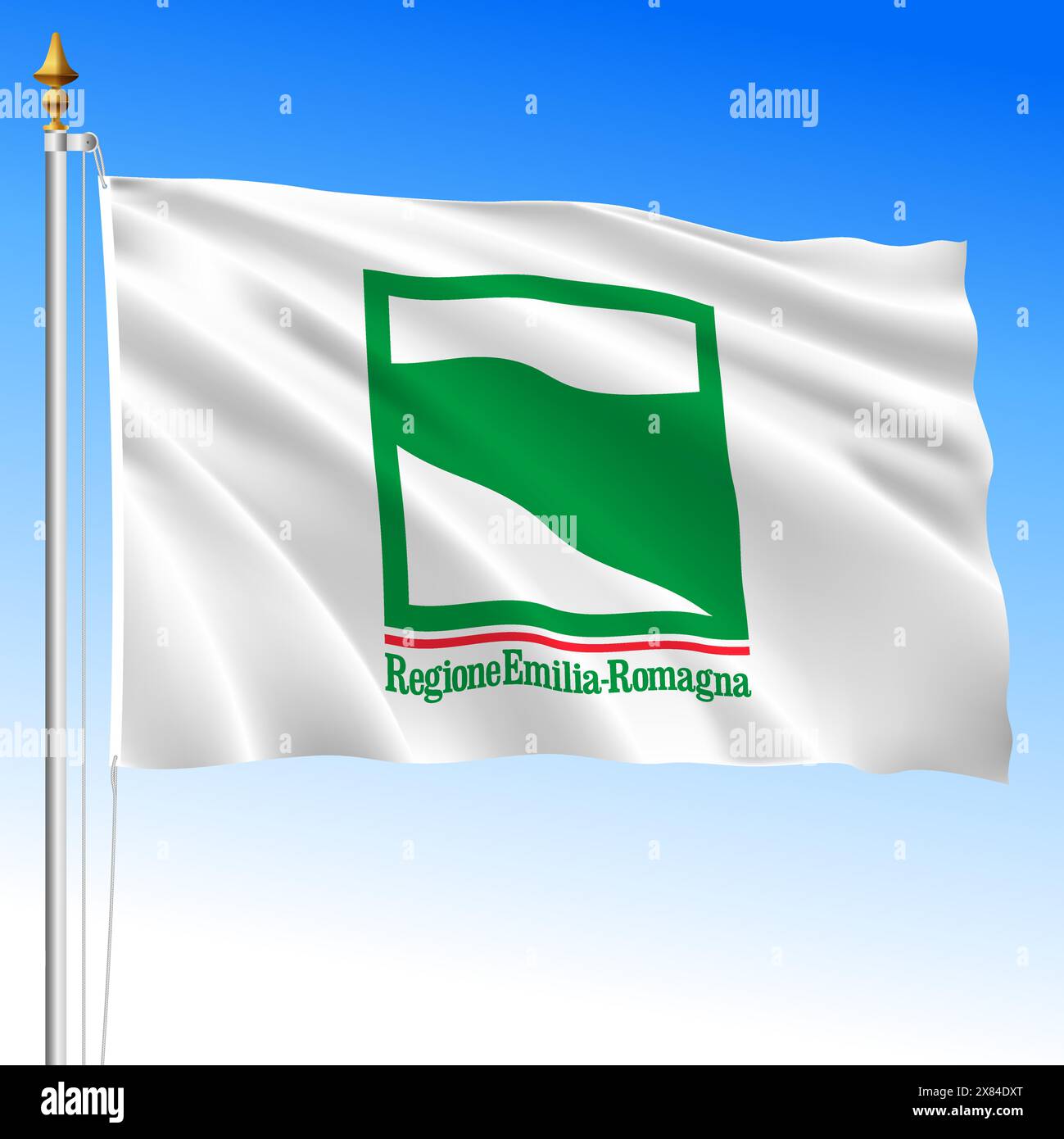Emilia Romagna, waving flag of the region, Italian Republic, vector ...