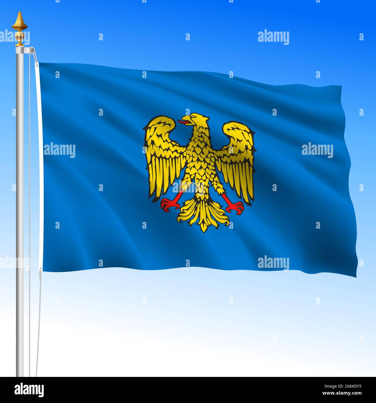 Friuli Venezia Giulia, waving national and historical flag of the ...