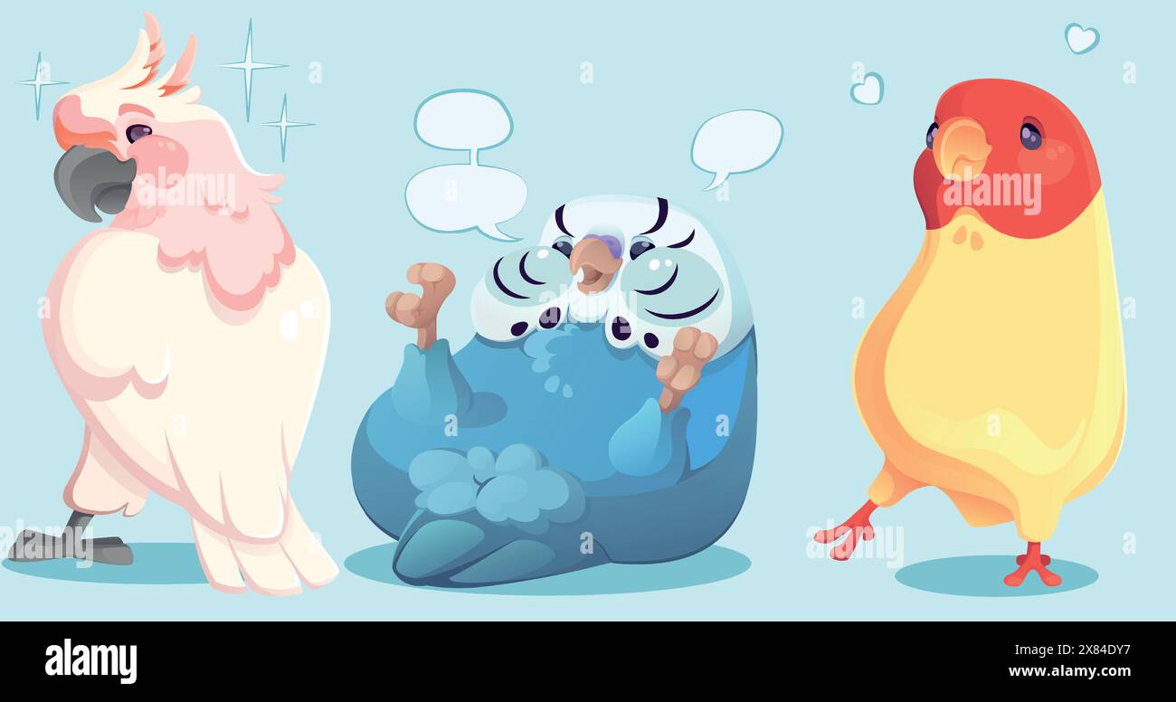 Cute parrot character. Pirate jungle bird isolated vector. Funny comic ...