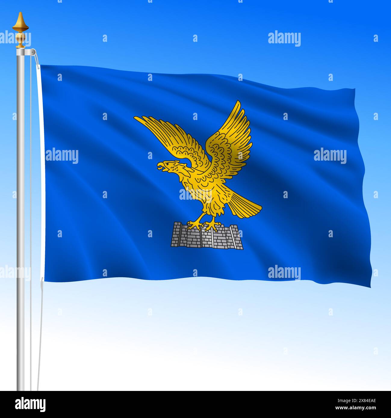 Friuli Venezia Giulia, waving regional flag of the region, Italian ...