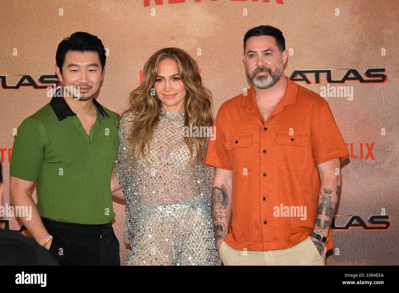 Atlas Film Press Conference L-R Actor Simu Liu, actress and singer ...