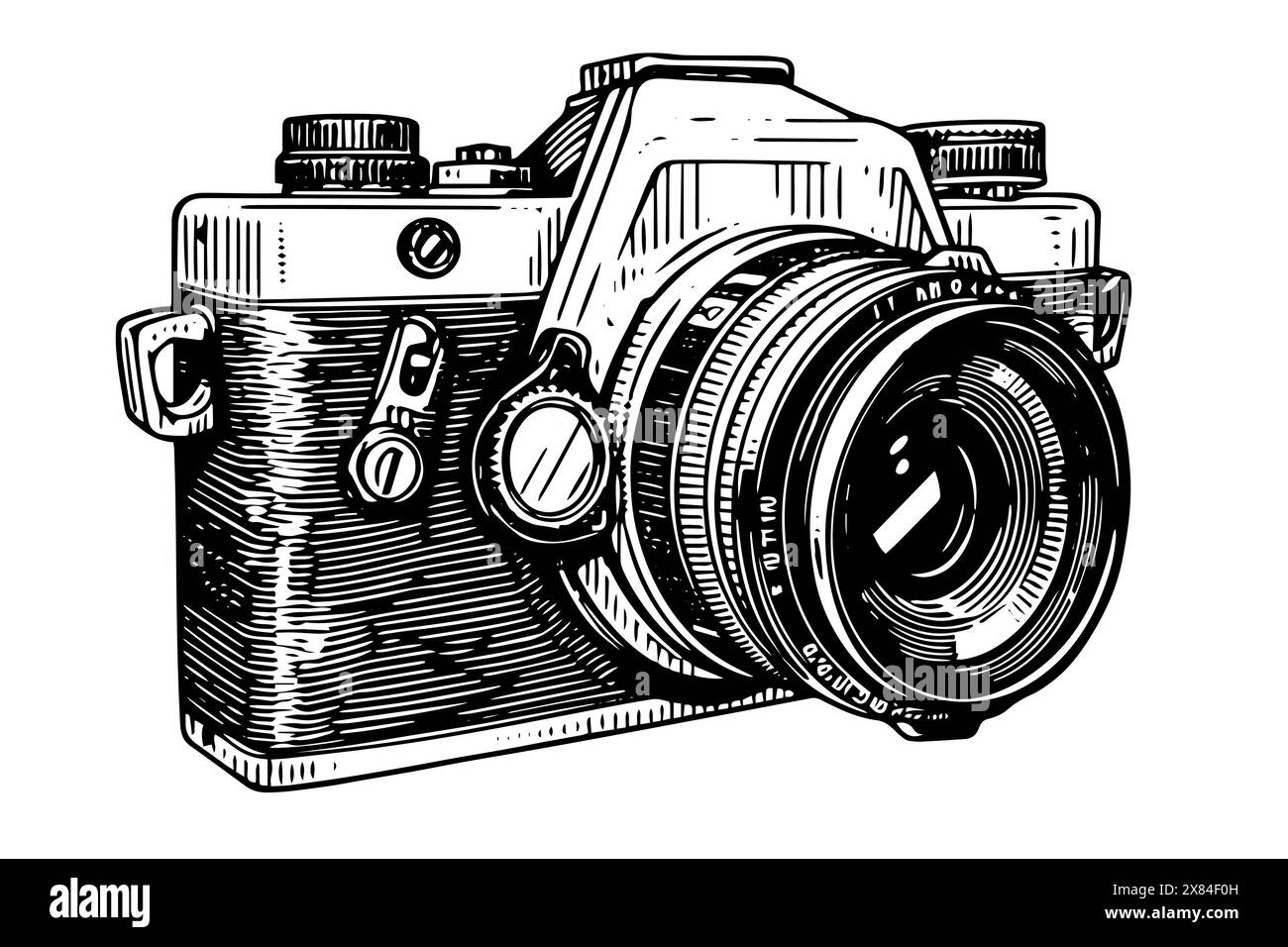 Vintage camera hand drawn ink sketch. Engraved style vector ...