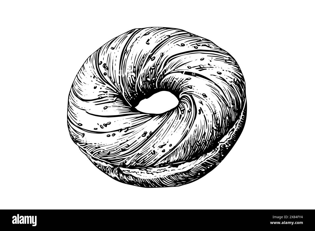 Bagel sketch in american style. Hand drawn vector illustration in ...