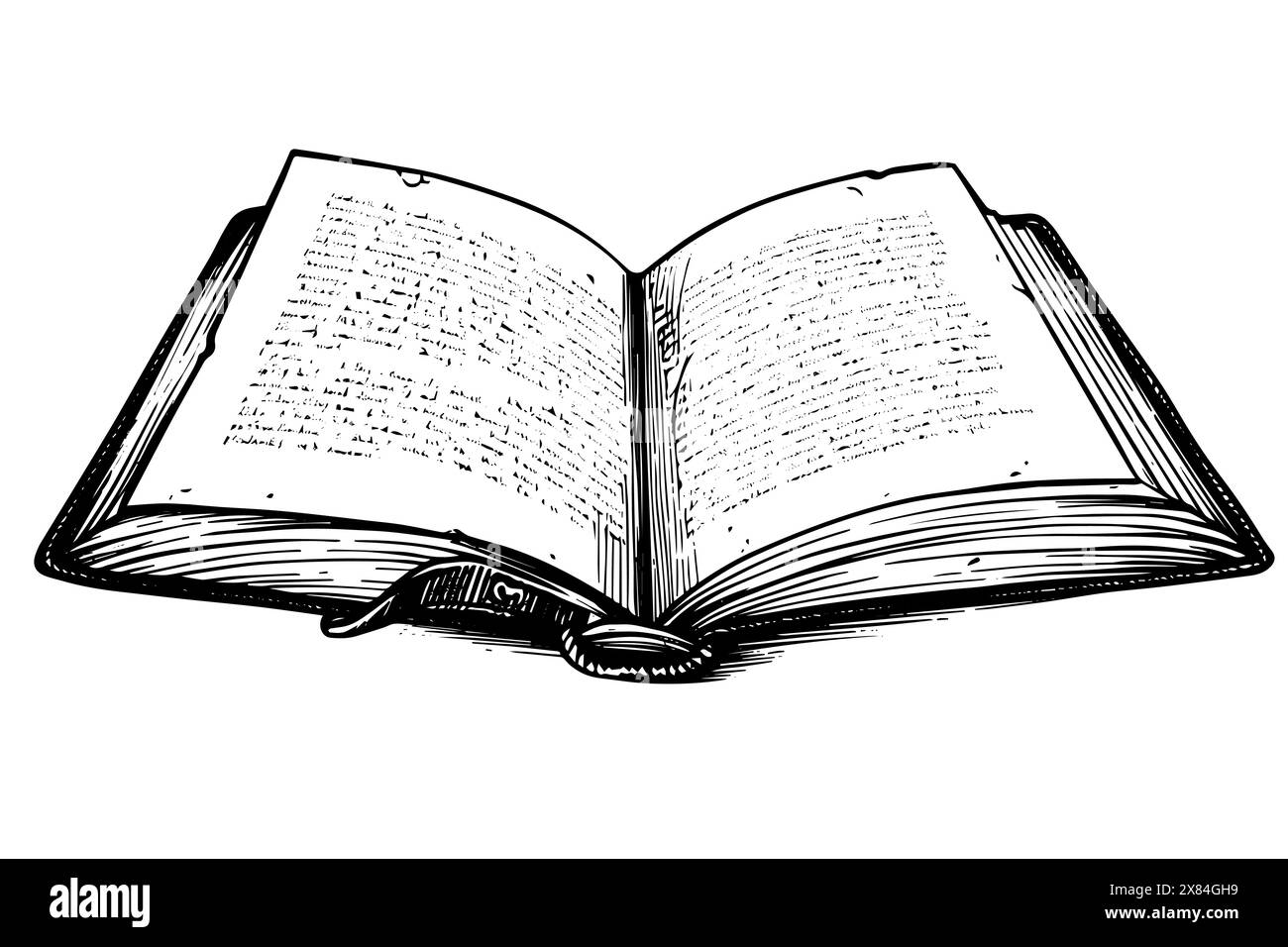 Open book hand drawn ink sketch. Engraved retro style vector ...