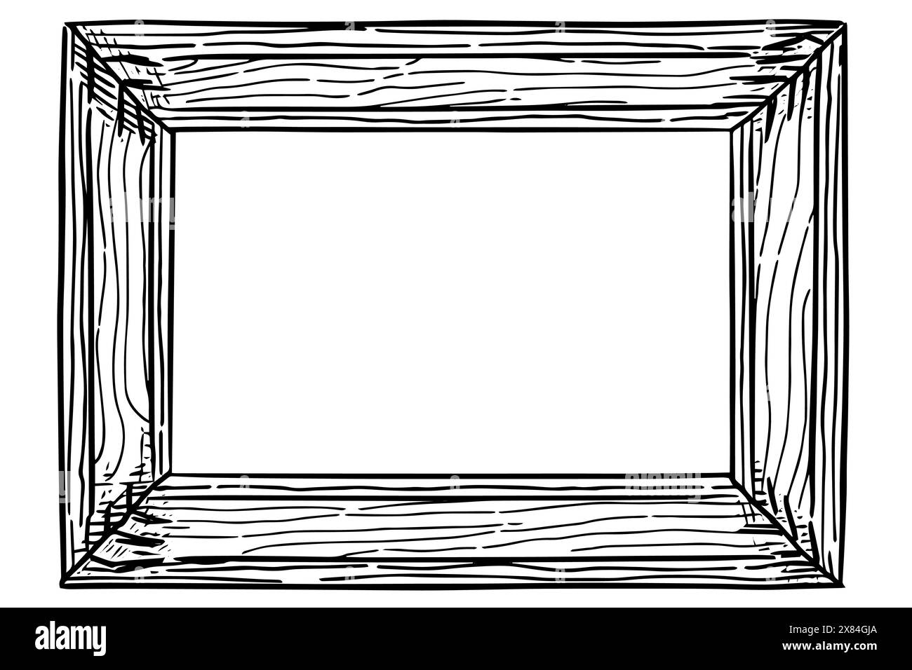 Hand drawn ink sketch of retro wooden photo frame. Vector illustration ...