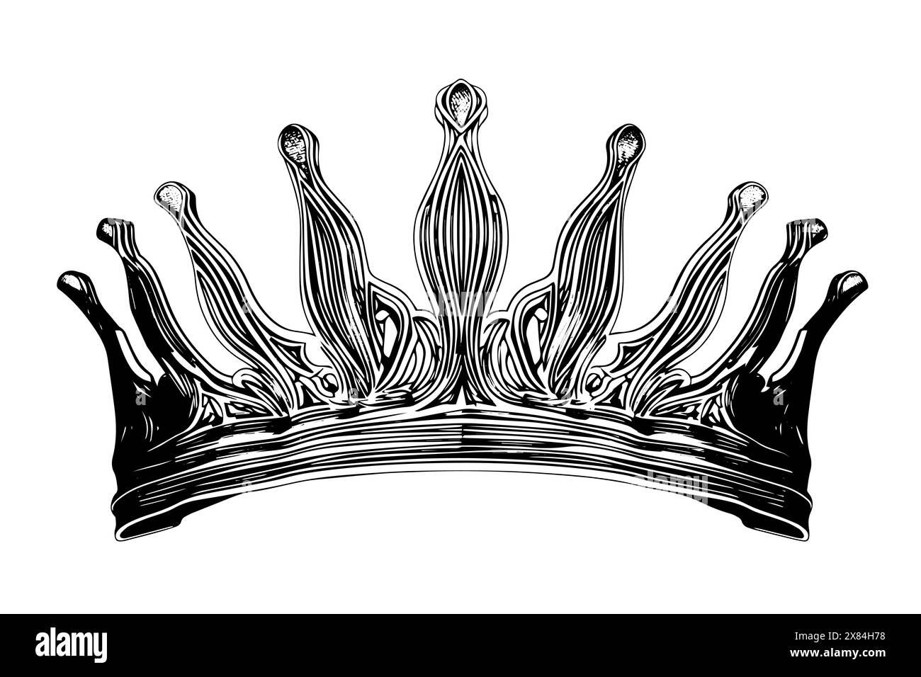 Vintage crown hand drawn ink sketch. Engraved style vector illustration ...