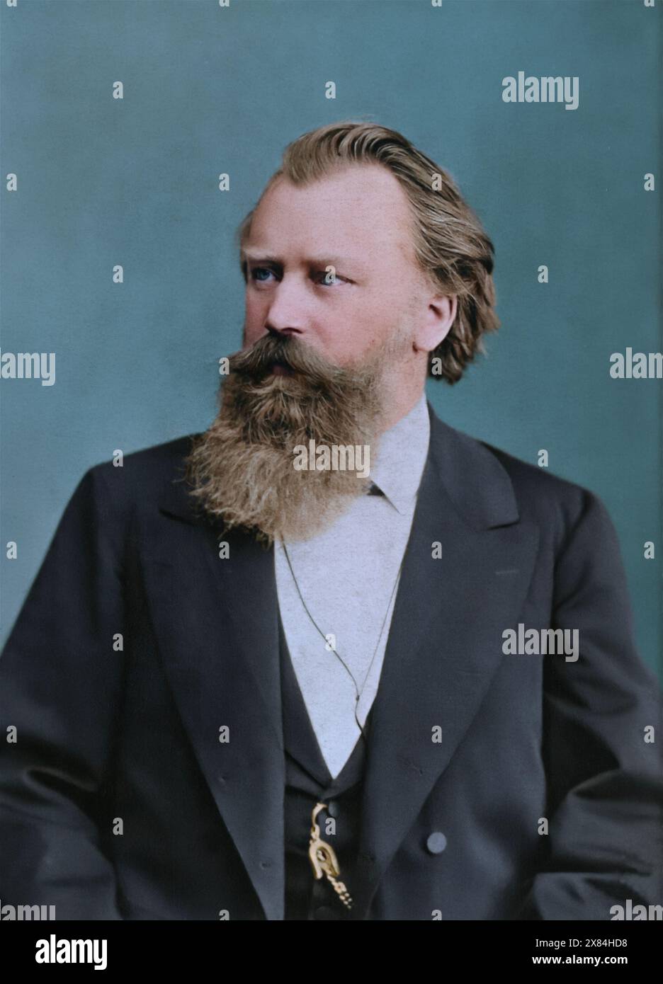 Johannes Brahms (1833-1897), German music composer. Circa 1885. By Fritz Luckhardt Stock Photo ...