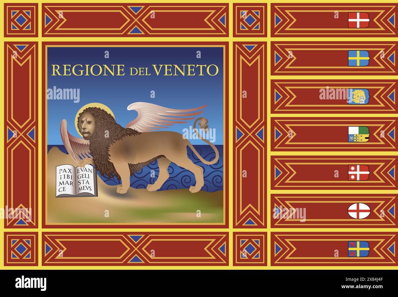 Veneto regional flag, Region of Veneto, Italy, vector illustration ...