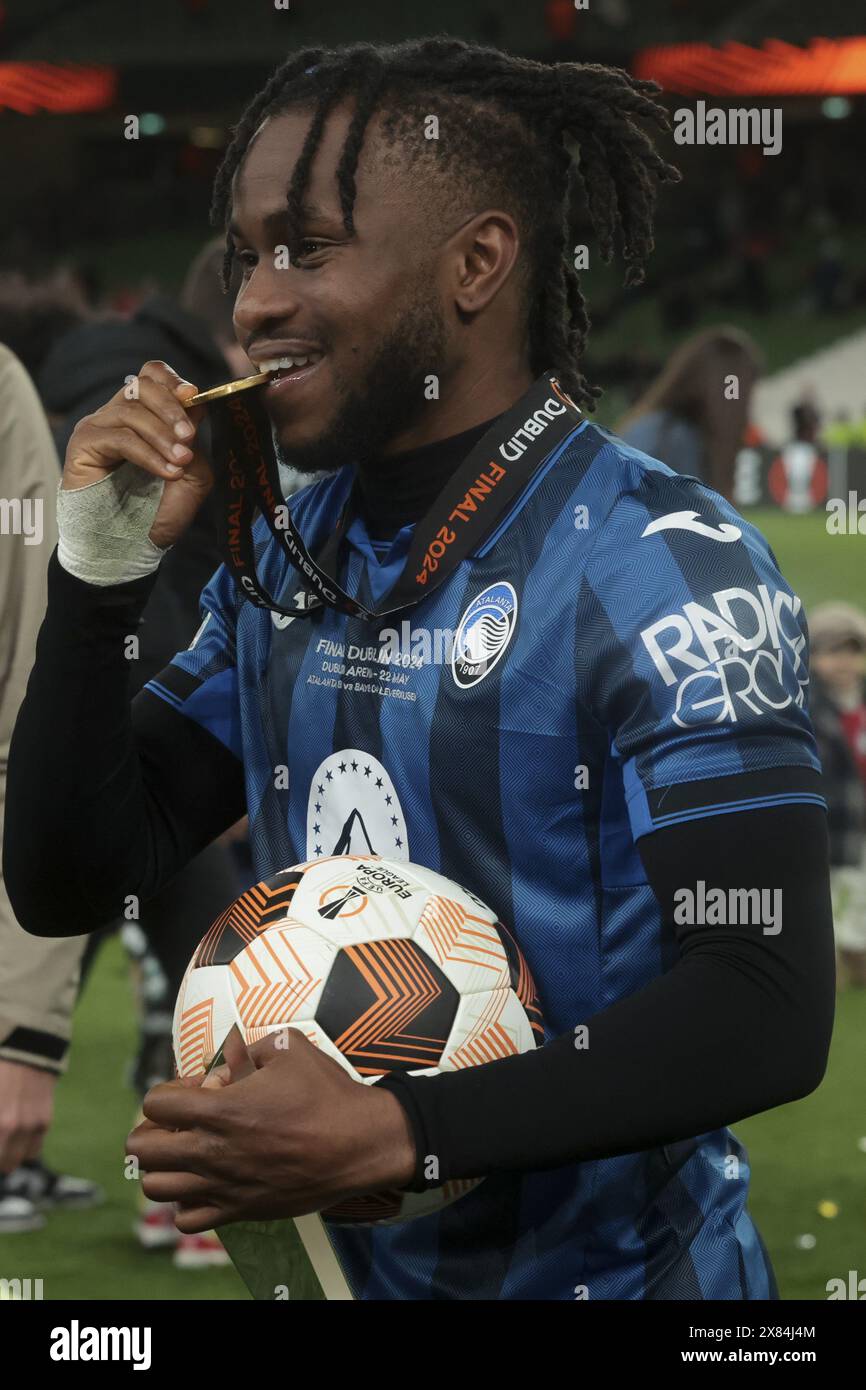 Ademola Lookman of Atalanta celebrates the victory following the UEFA ...