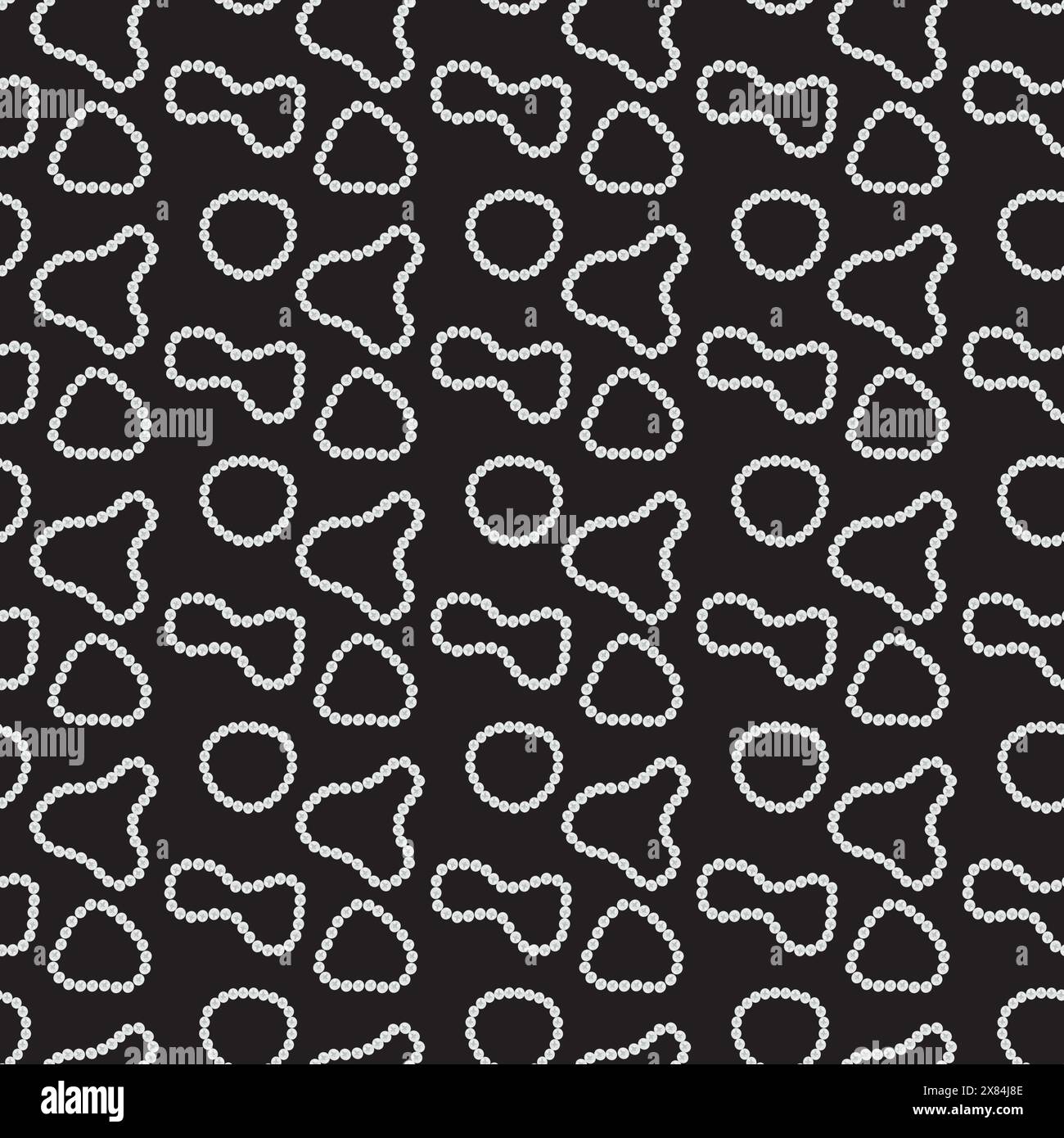 Pearl necklace on a black background. Seamless pattern. Vector ...