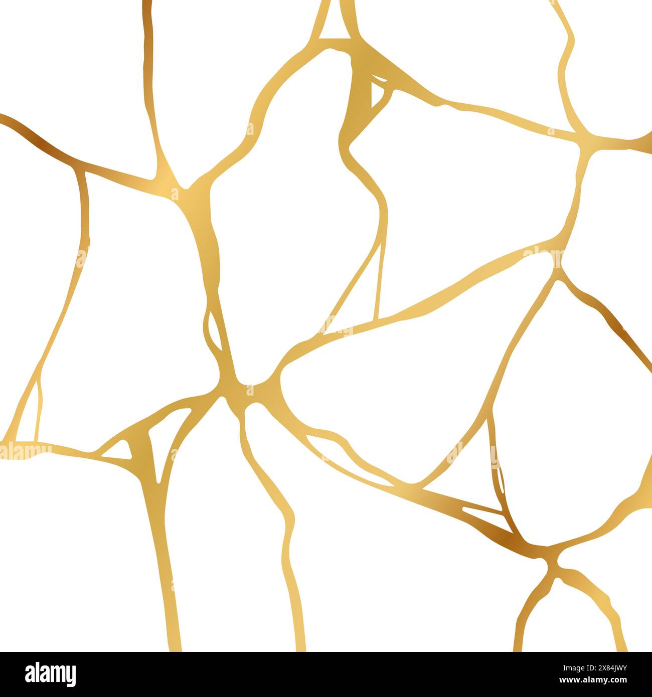 Gold kintsugi crack repair marble texture vector illustration isolated ...