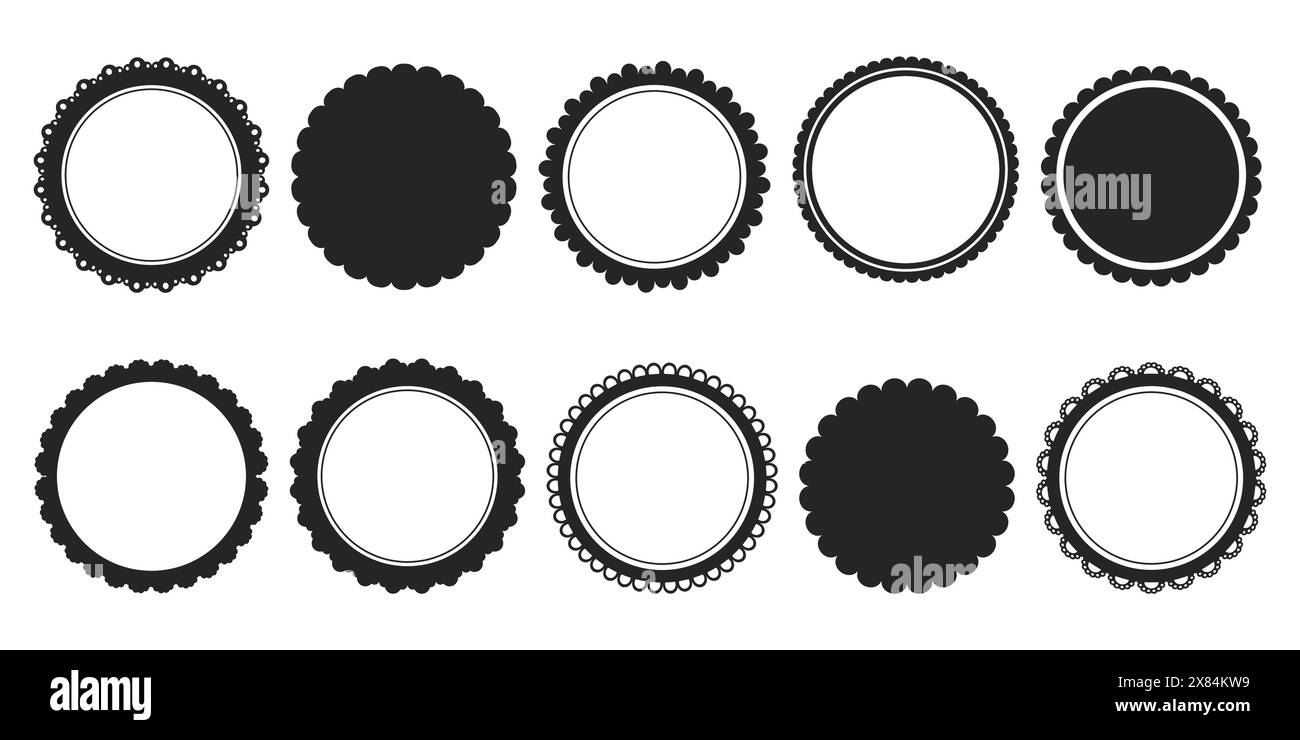 Scalloped seal round price emblem badge simple frame decoration ...