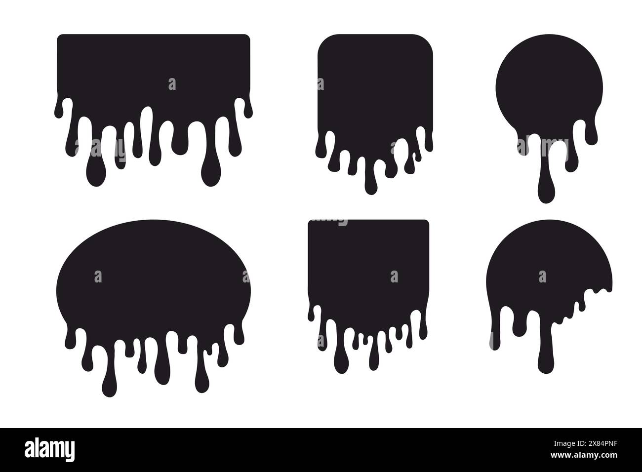 Melt drip circle silhouette paint round splash with drops, liquid shape ...