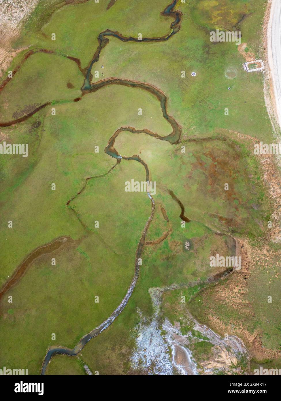 The meander in Antalya Sobucimen plateau. Aerial view of complex ...
