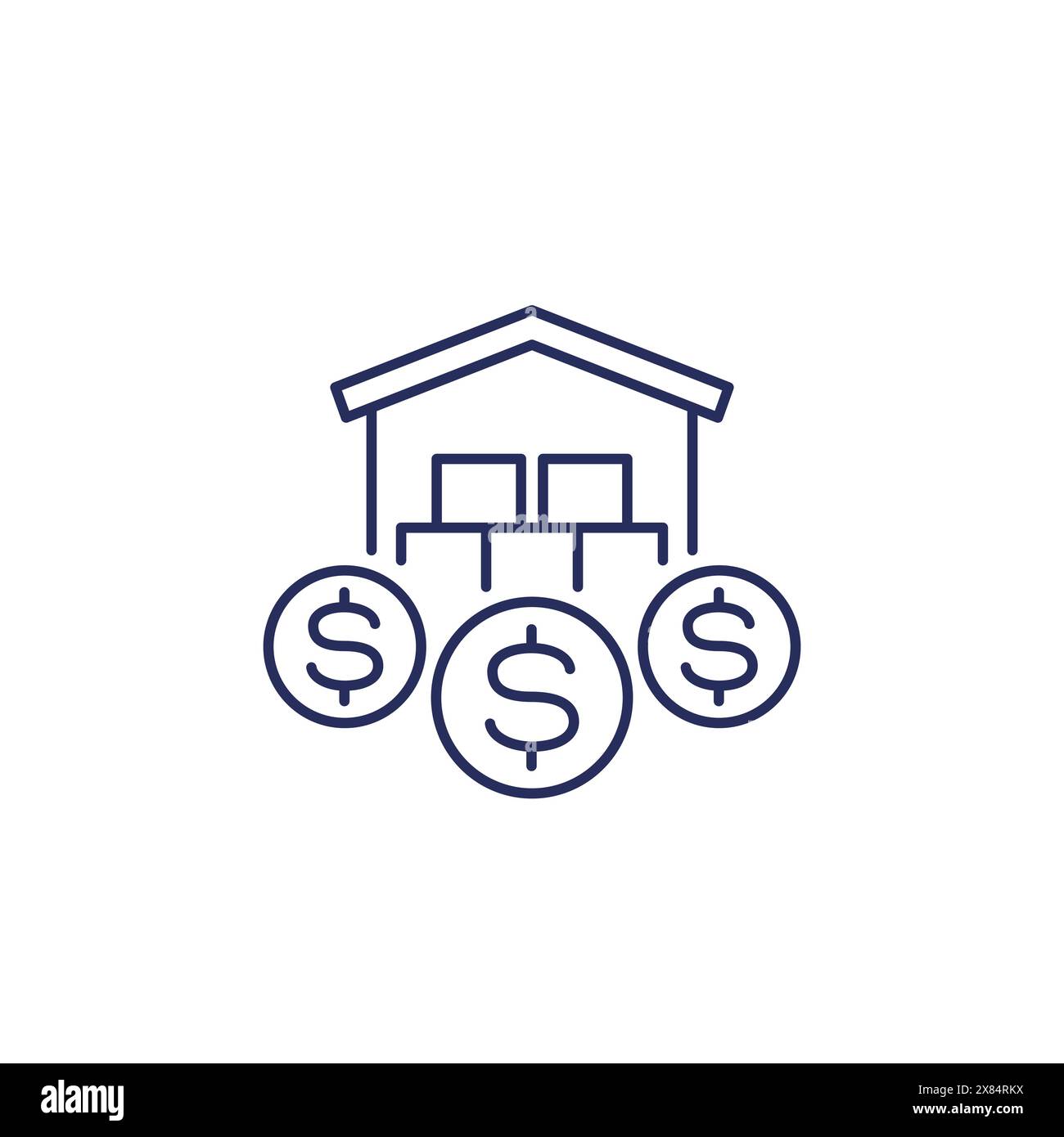 Storage costs icon with warehouse, line vector Stock Vector Image & Art ...