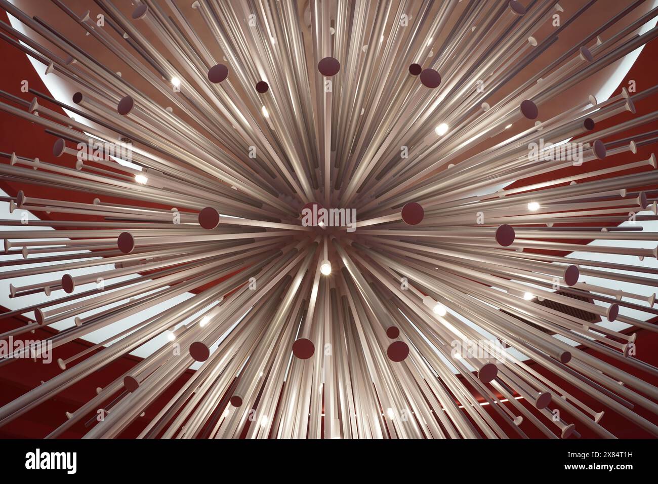 photo of a group of white metal rods on a red background Stock Photo ...