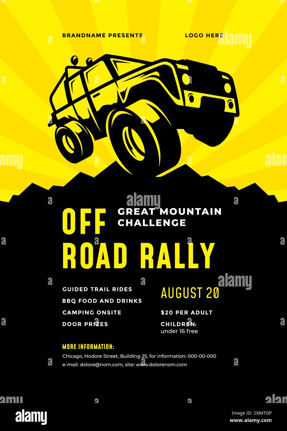Off road truck competition poster or flyer event modern typography ...