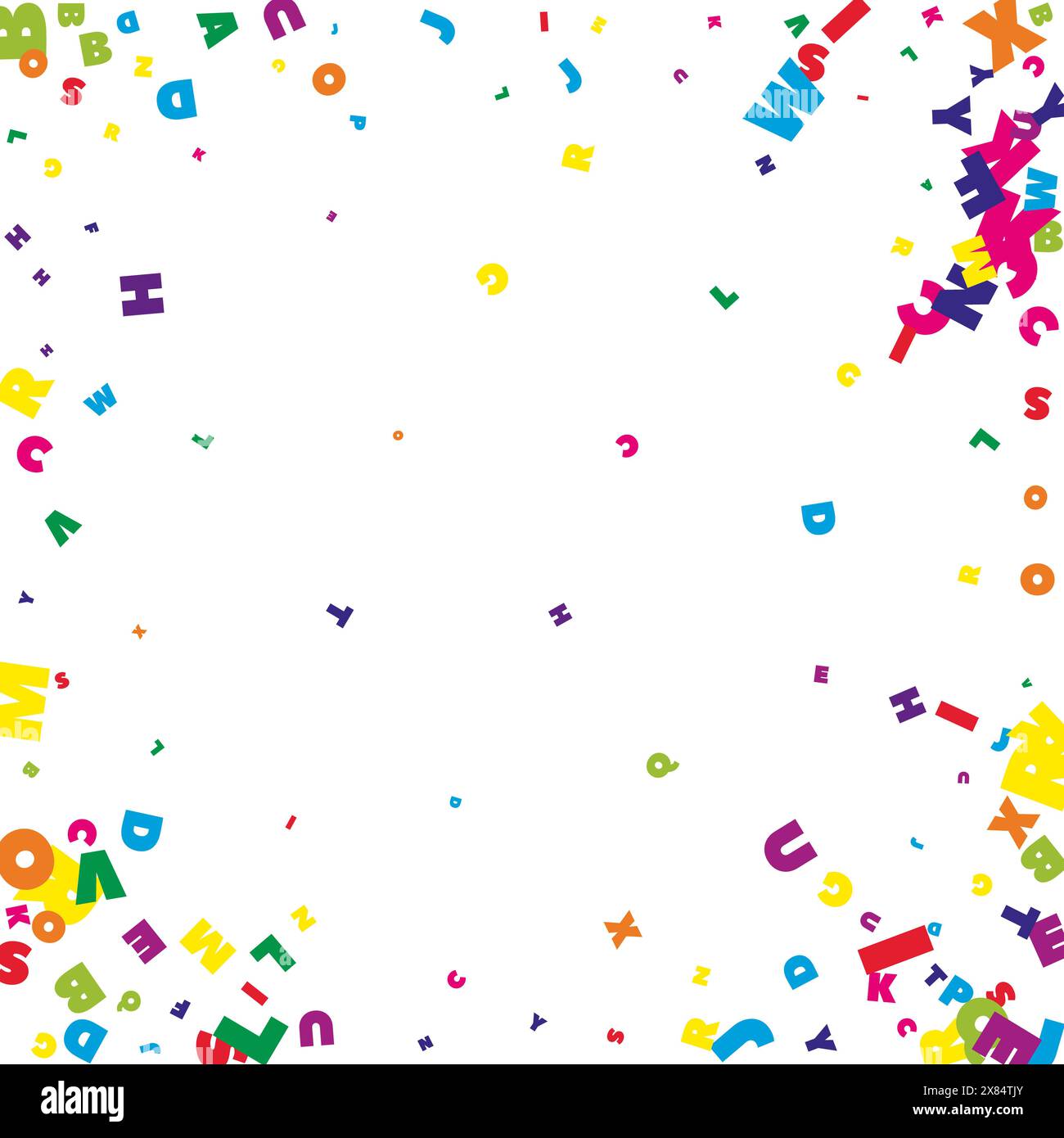 Falling letters of English language. Colorful childish flying ...