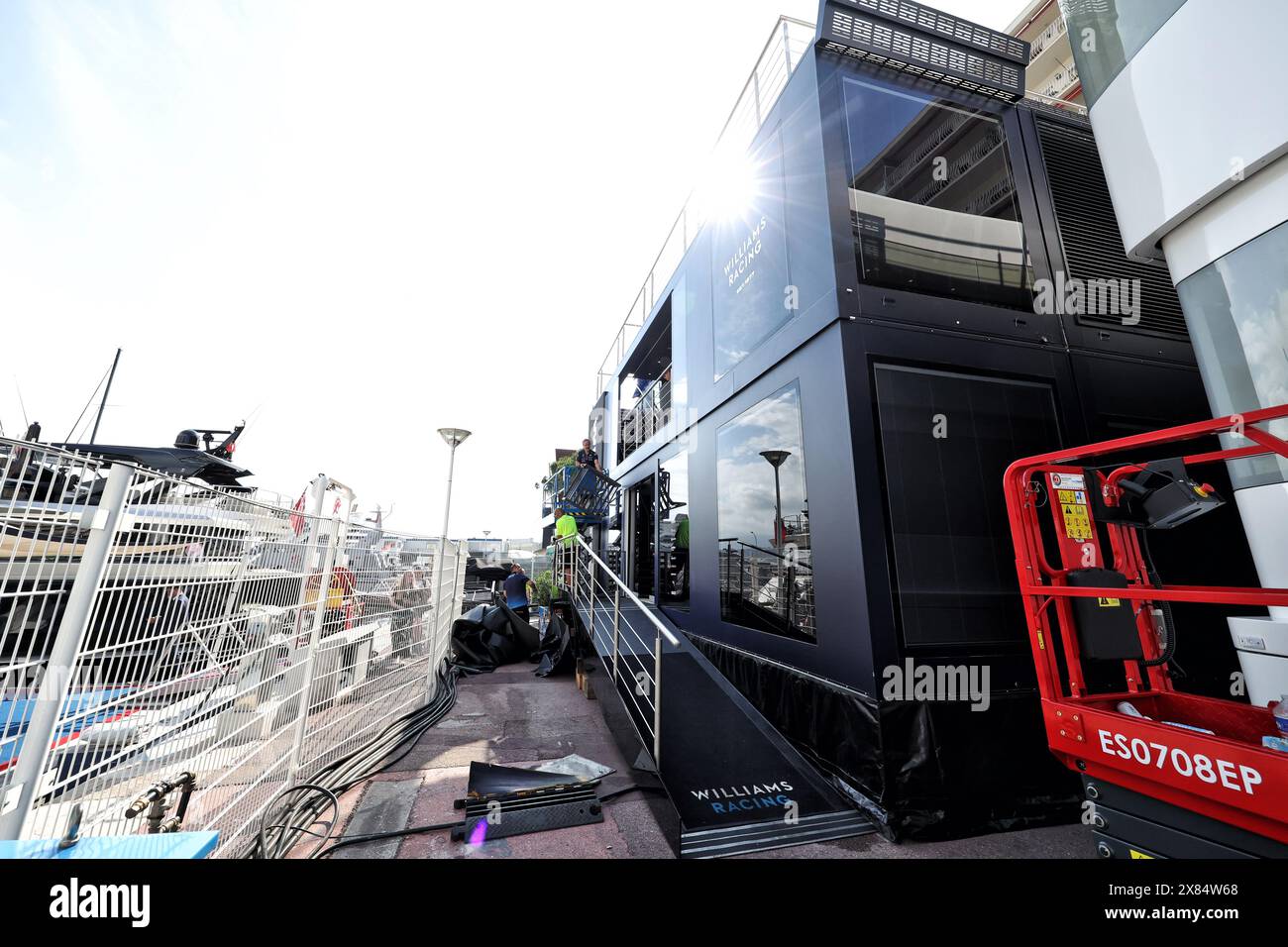Williams Racing motorhome being constructed in the paddock on Thursday ...