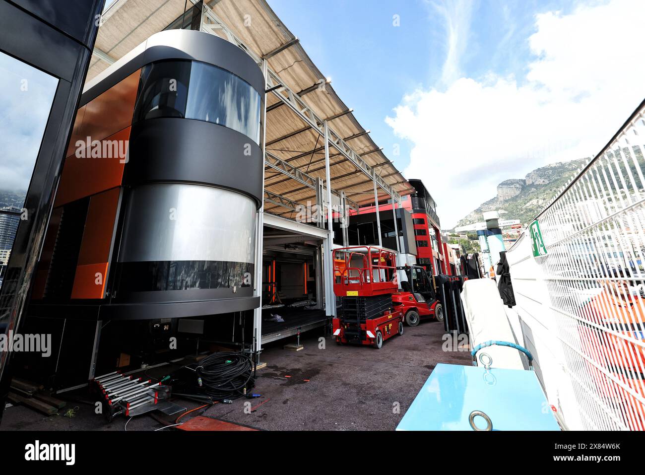 McLaren motorhome being constructed in the paddock on Thursday morning ...