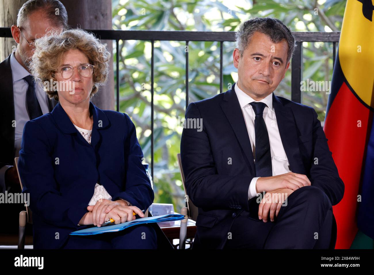 Frence's Minister for Overseas Marie Guevenoux (L) and France's ...