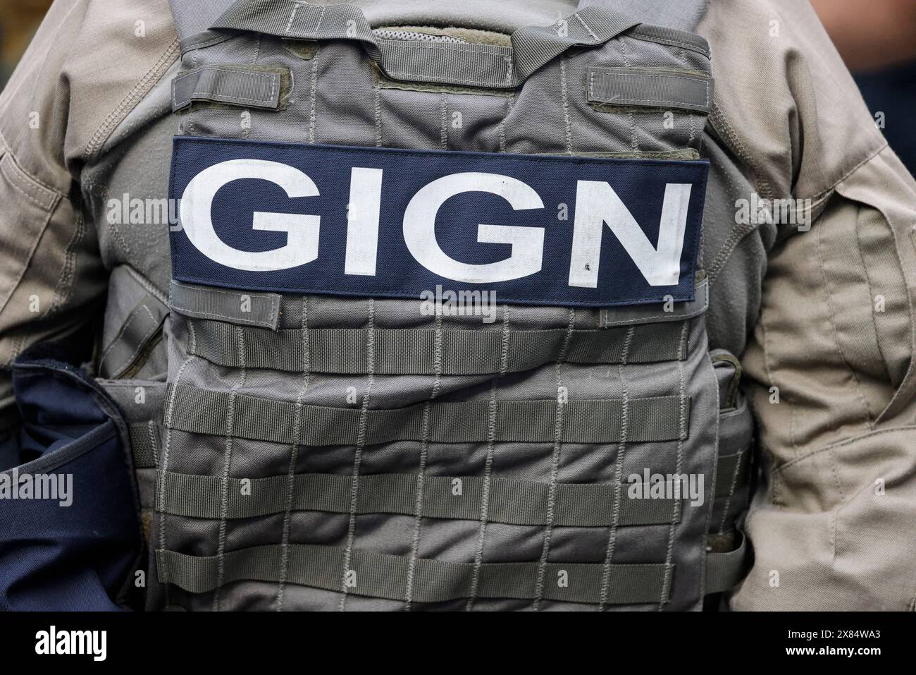 Noumea, France. 23rd May, 2024. This picture shows a logo of the GIGN ...