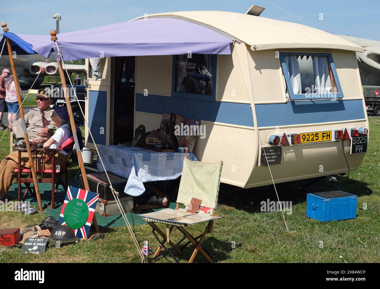 Vintage 1940's caravan on display at event at air museum Stock Photo ...