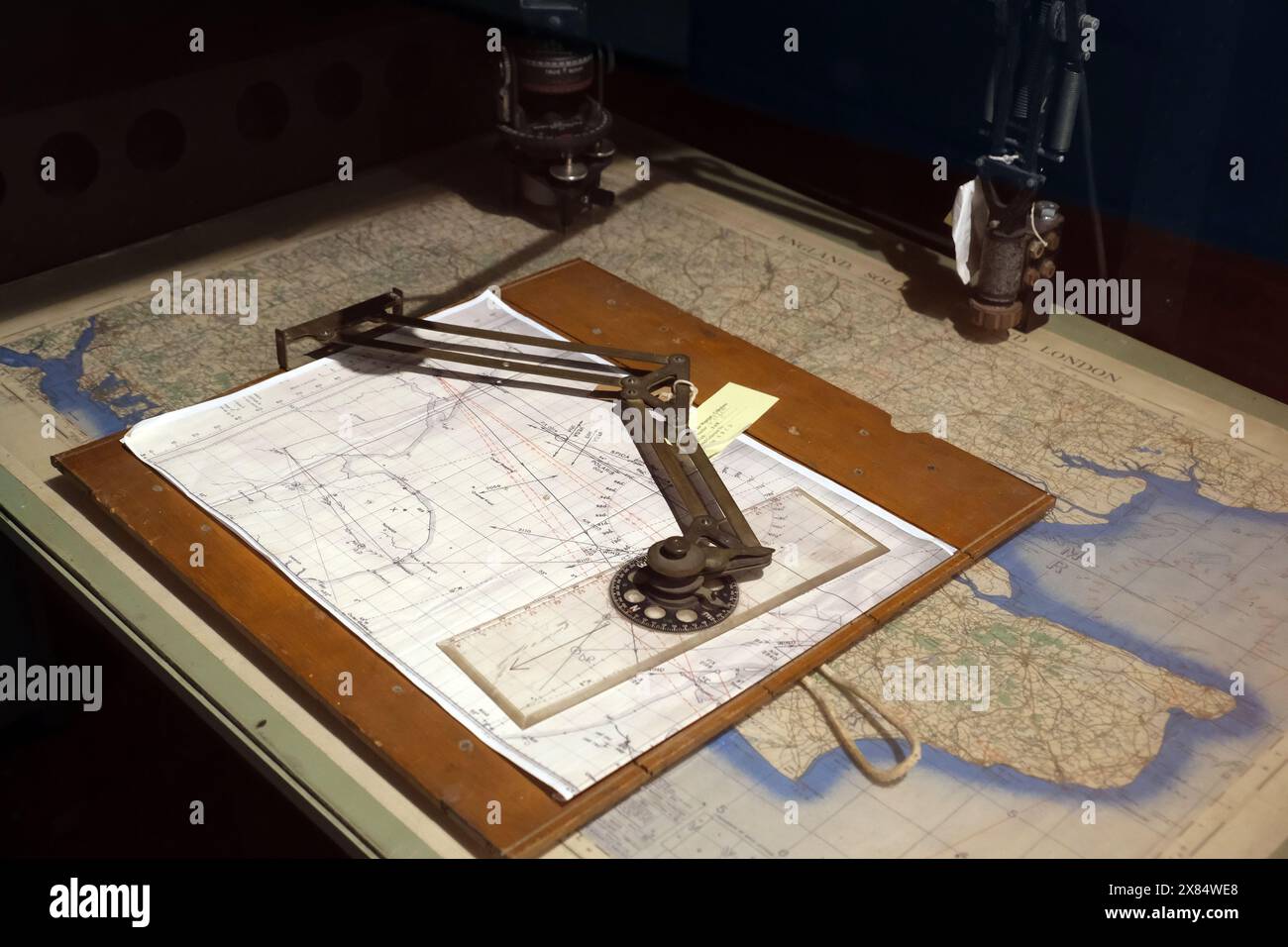 Navigators map table in British world war two heavy four engine bomber ...